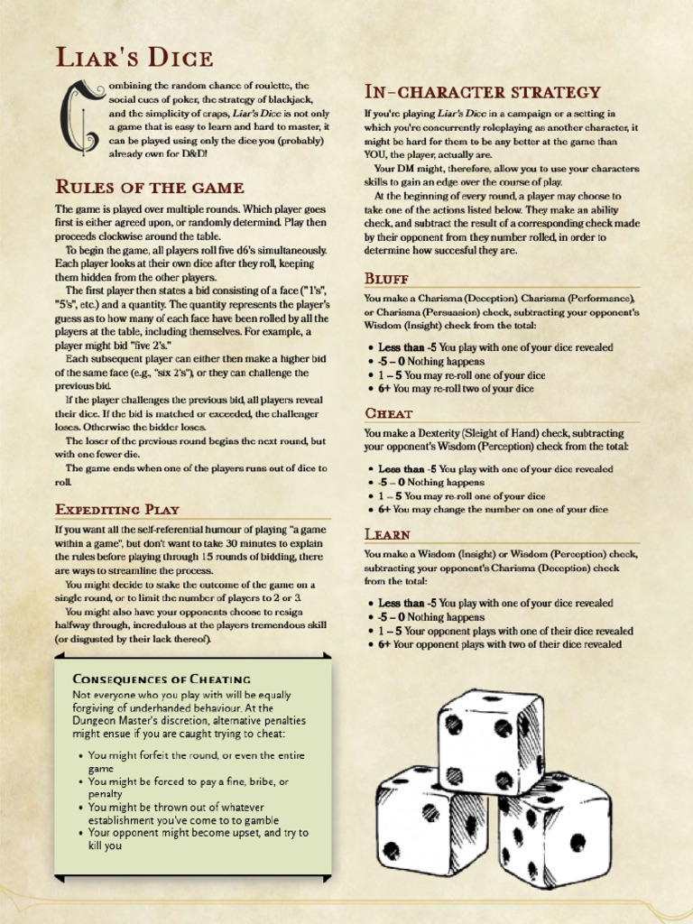 Liar's Dice | PDF