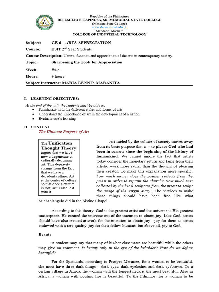 Ge 6 Module 3 Week 4 6 Pdf Yellow Color