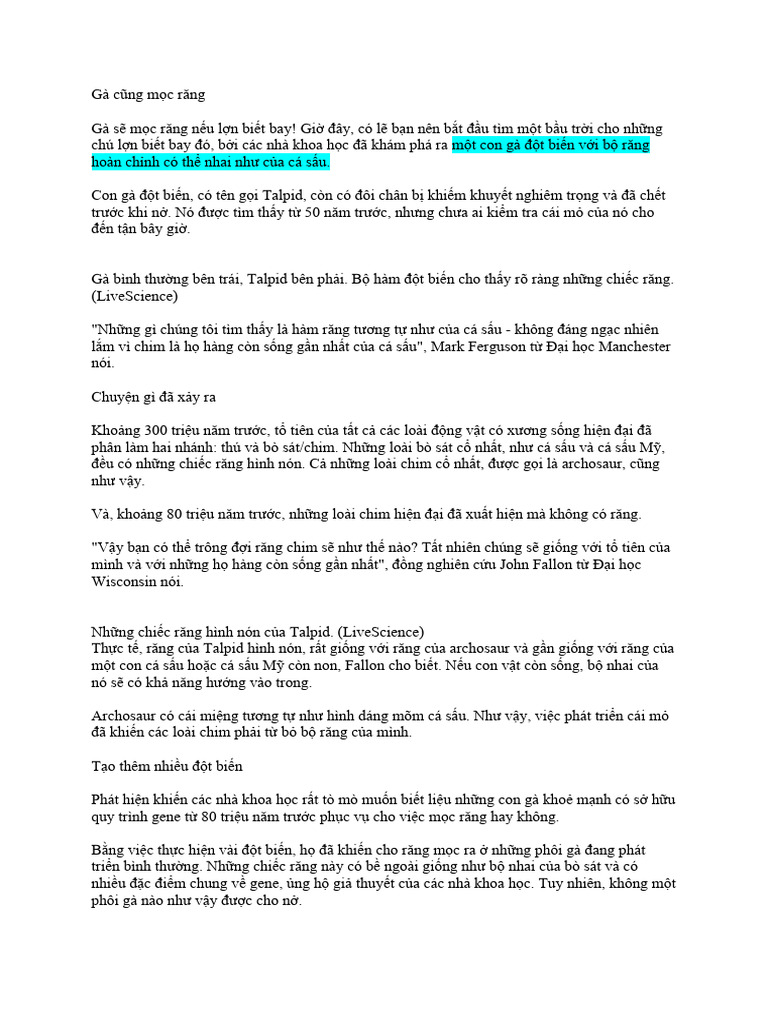 Gà Cũng Mọc Răng | PDF