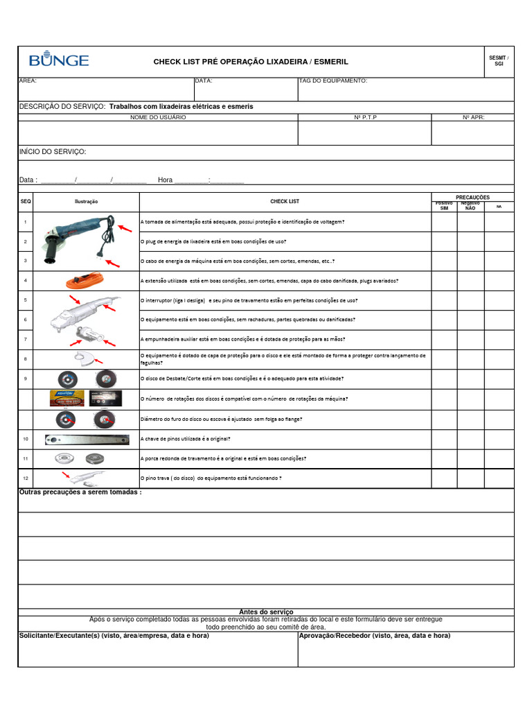 Check List - Lixadeira | PDF