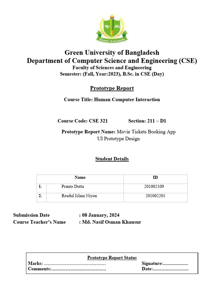 Prototype Report | PDF | User Interface | Usability