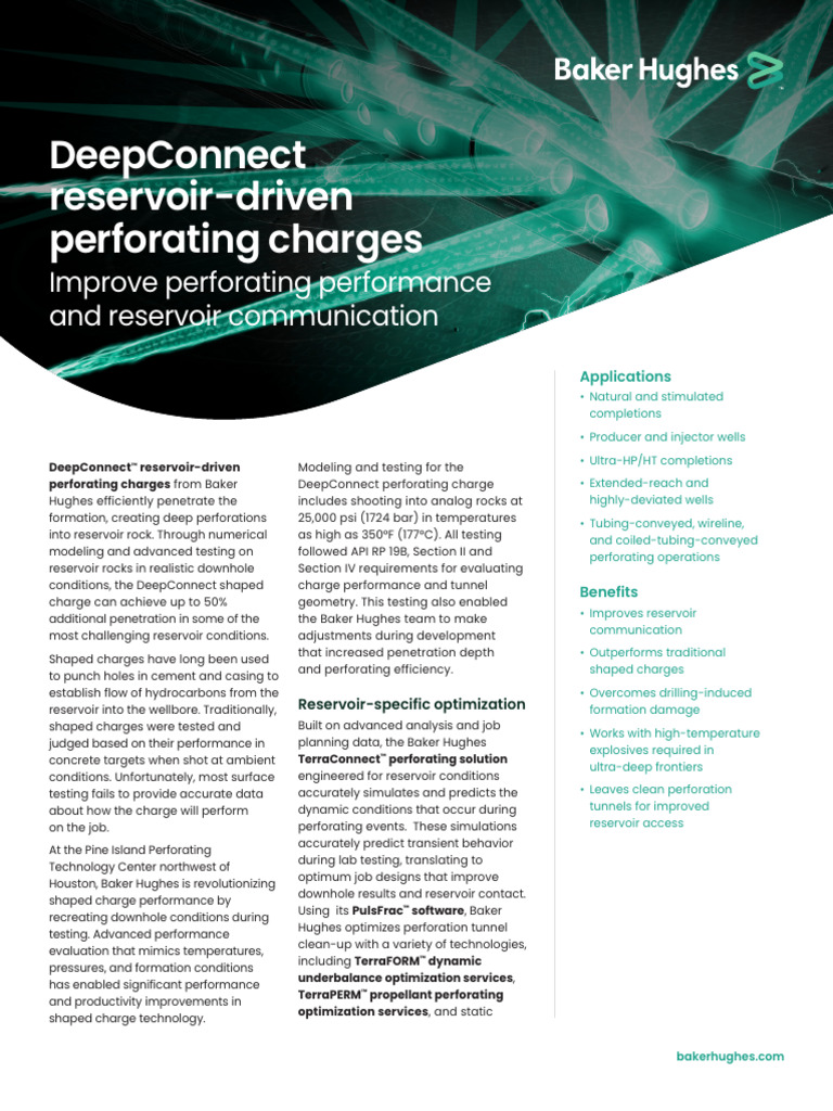 DeepConnect Reservoir Driven Perforating Charges SLSH | PDF