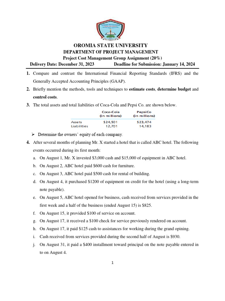 Individual and Group Assignment-Project Cost Management | PDF ...