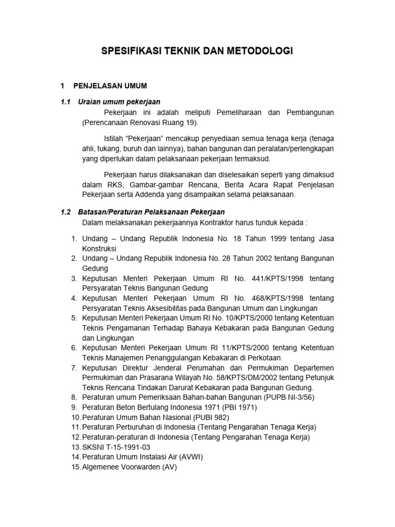 Spesifikasi Teknis Kediri | PDF