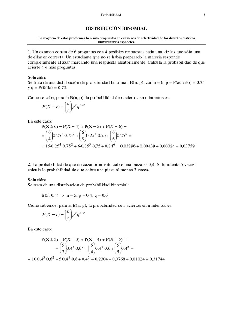 Ejercicios Resueltos Binomial Y Normal | PDF | Probabilidad | Teoría estadística