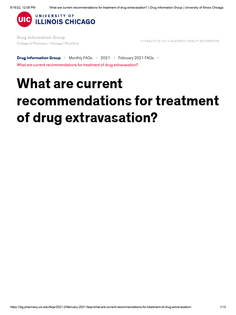 What Are Current Recommendations For Treatment of Drug Extravasation ...