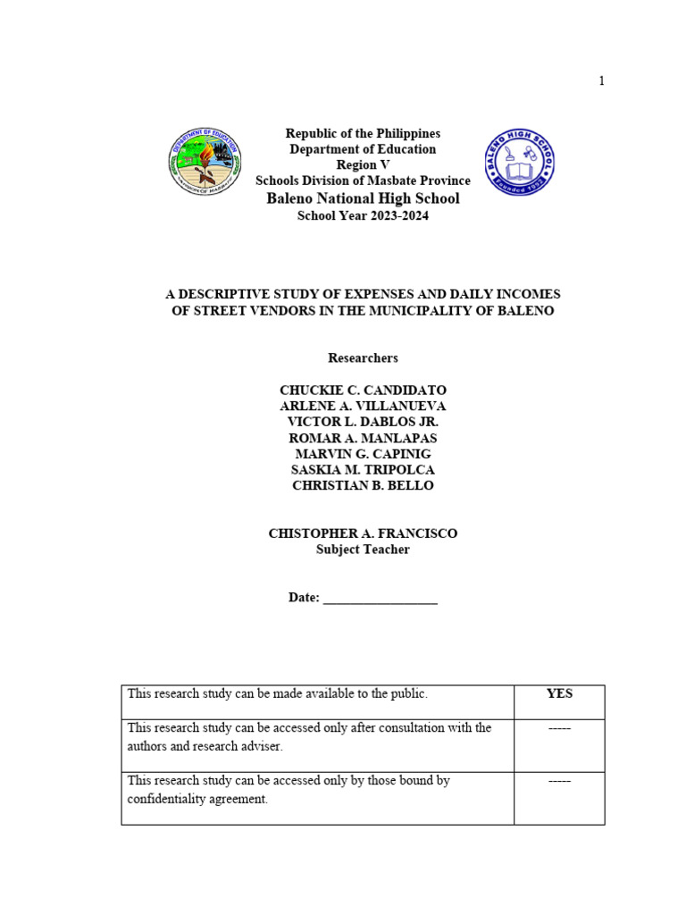 Expenses and Income of Street Vendors | PDF | Business
