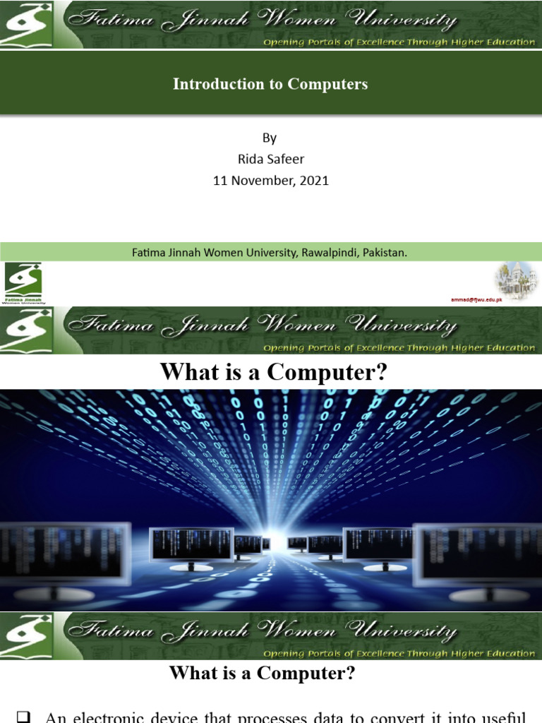 Into To Computer Lecture 1 | PDF