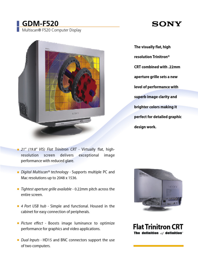 Brouchure Sony GDM-F520 | PDF | Computer Monitor | Rgb Color Model