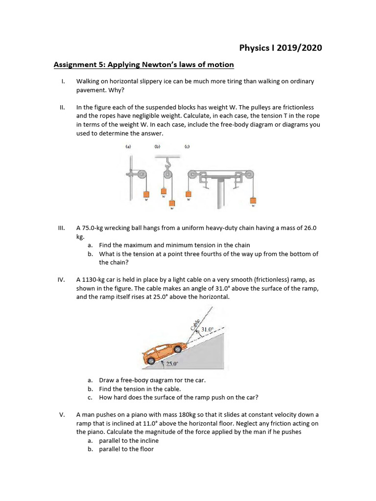 Newton's Laws: Physics Assignment 5 | PDF