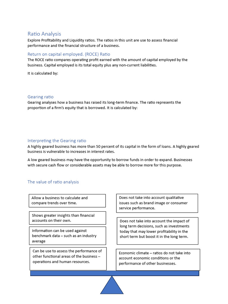 Ratio Analysis | PDF