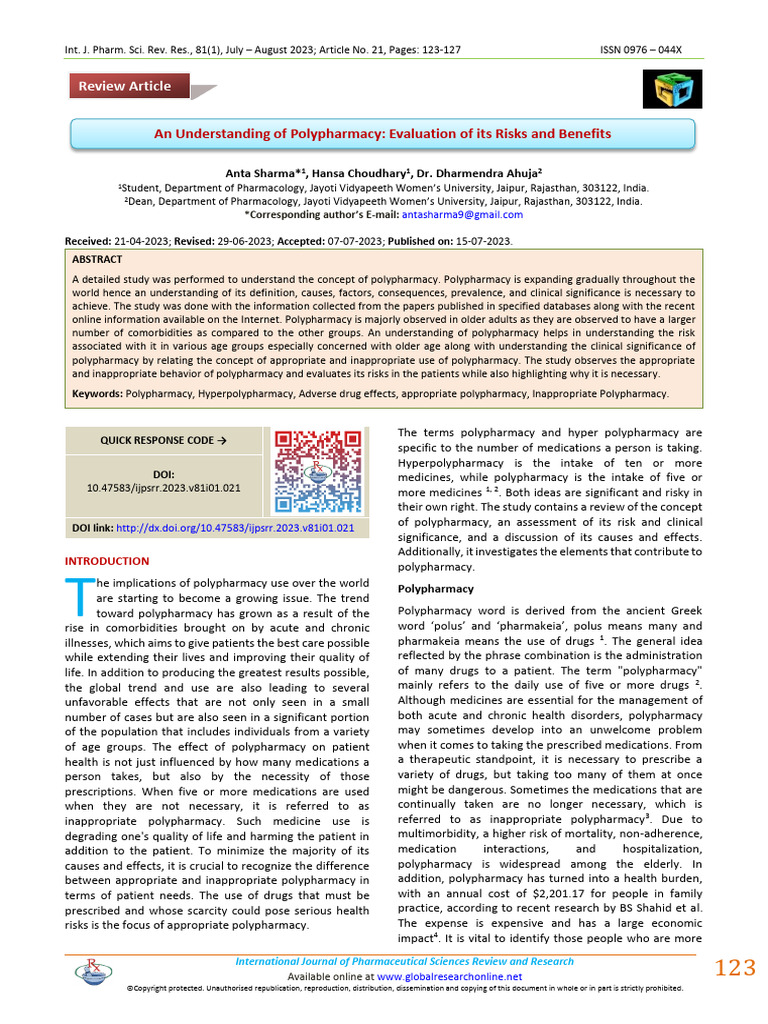 An Understanding of Polypharmacy | PDF | Comorbidity | Therapy