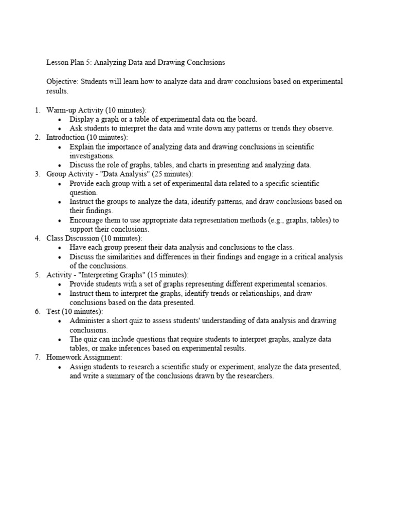 Data Analysis and Conclusion Drawing Lesson | PDF | Teaching Methods ...