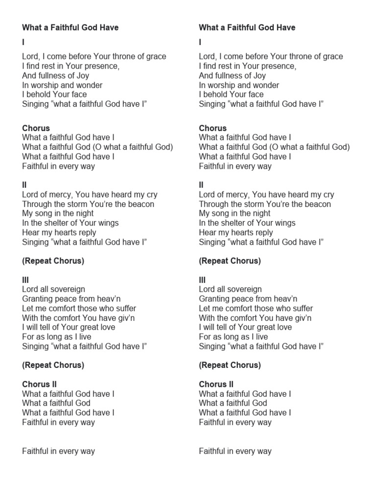 What a Faithful God Have I Lyrics | PDF | Religion & Spirituality | Poetry