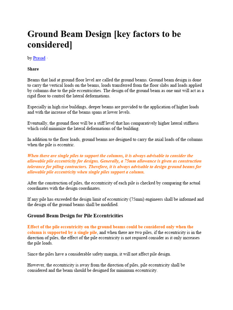 Ground Beam Design | PDF | Beam (Structure) | Deep Foundation