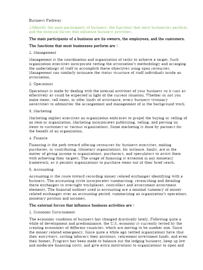 Business Pathway | PDF