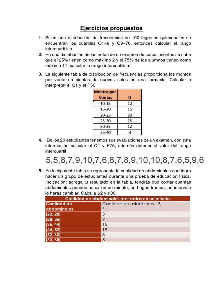Cálculo de Cuartiles y Rangos Intercuartílicos | PDF
