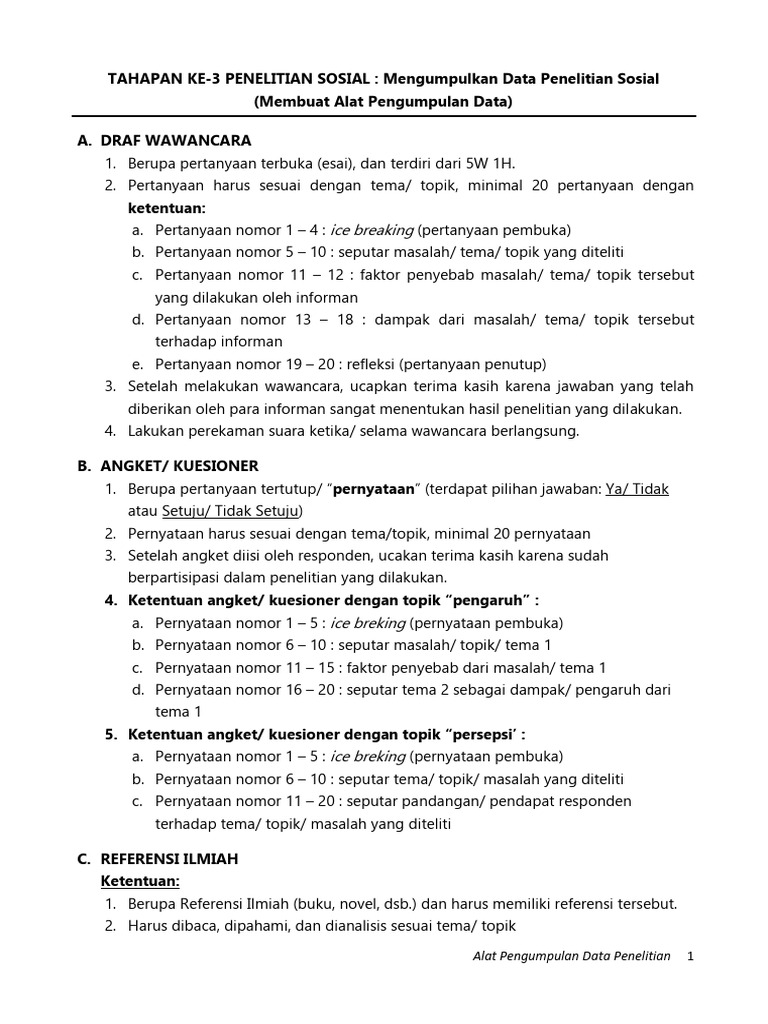 Alat Pengumpulan Data Penelitian Sosial | PDF