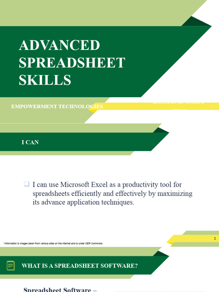 Advanced Spreadsheet Skills Overview | PDF | Microsoft Excel | Spreadsheet
