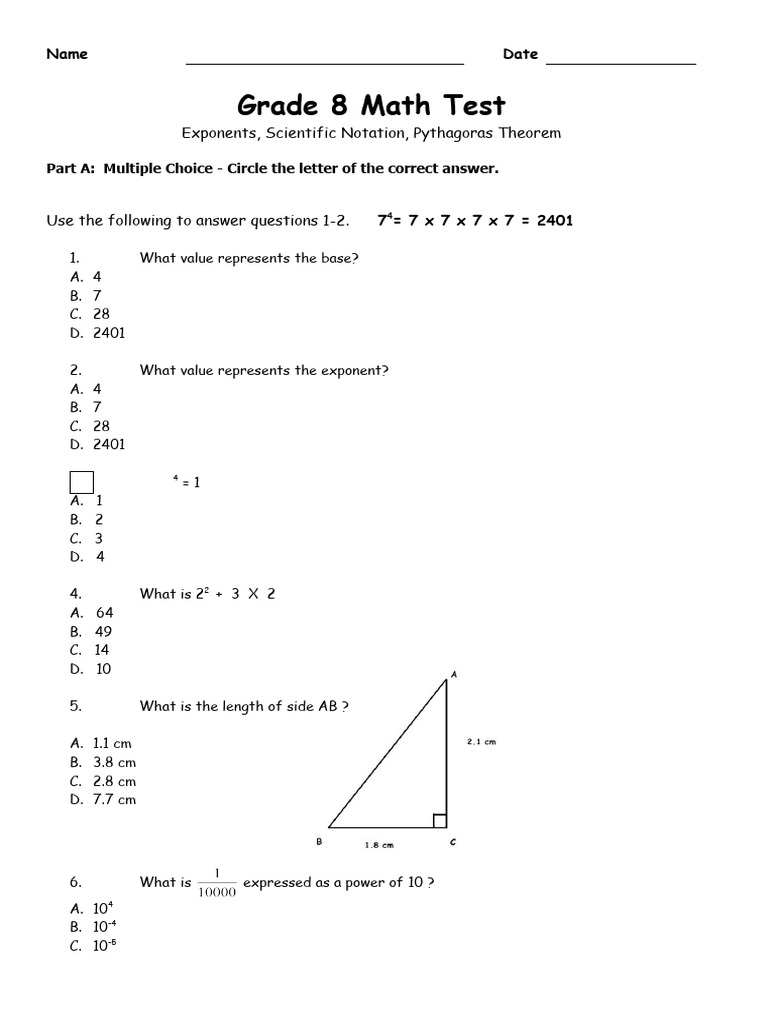 Pythagorean Theorem and Exponents | PDF | Mathematics | Numbers