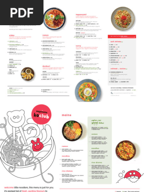 Menu for wagamama store
