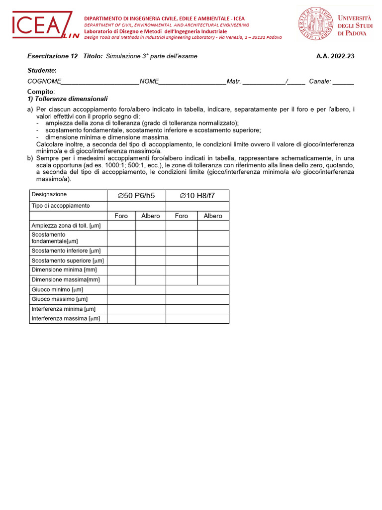 DTI-IM - 2022-23 - Es - 12 - Simulazione 3a Parte Esame | PDF