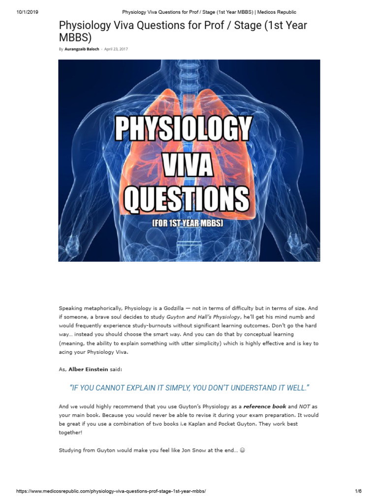 Physiology Viva Questions for Prof _ Stage (1st Year MBBS) _ Medicos ...