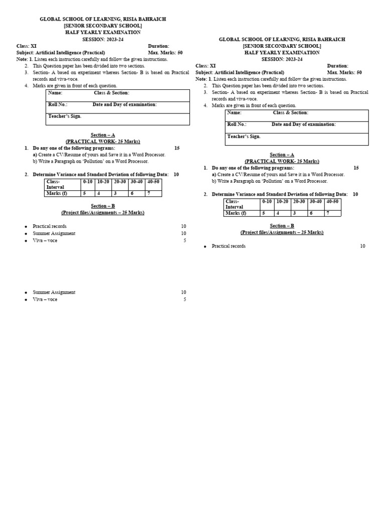 23-24 Xi Ai Prac 23 | PDF