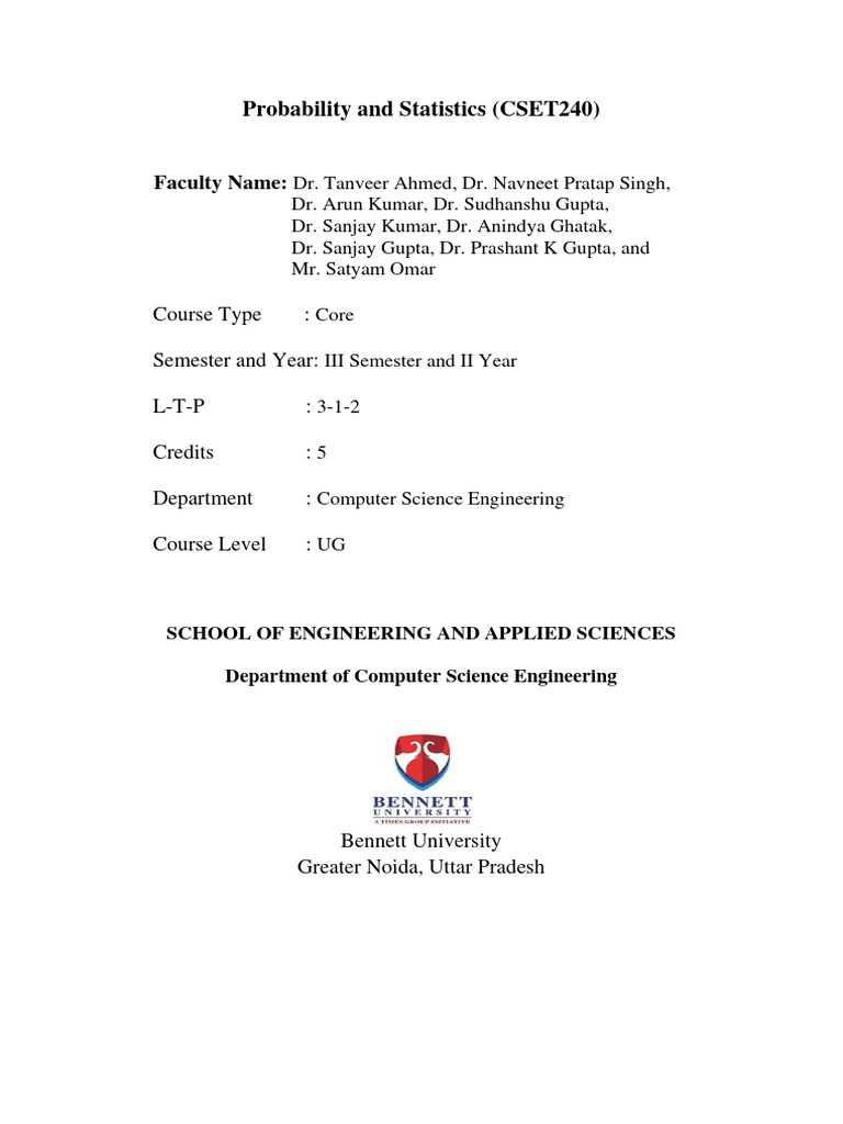Course Plan - 2023 - LMS | PDF | Probability Distribution | Statistics