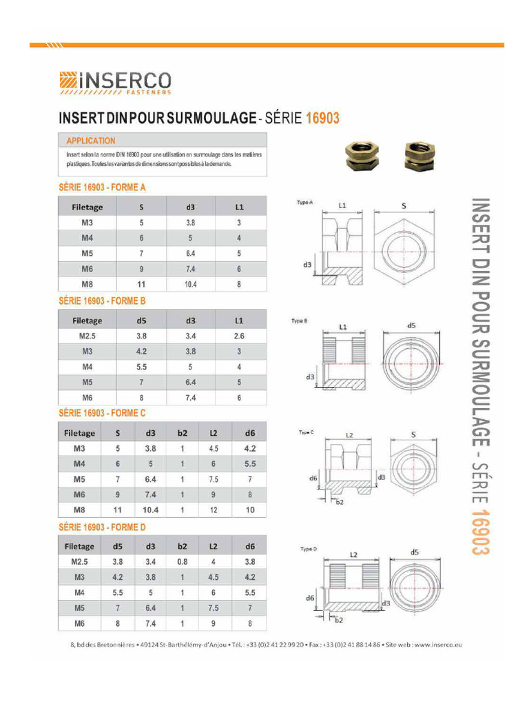 DIN 16903 - Inserts Surmoules | PDF