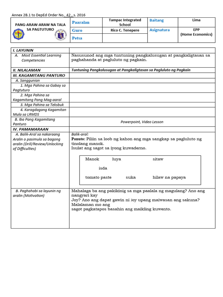 Cot - DLP - Epp He | PDF