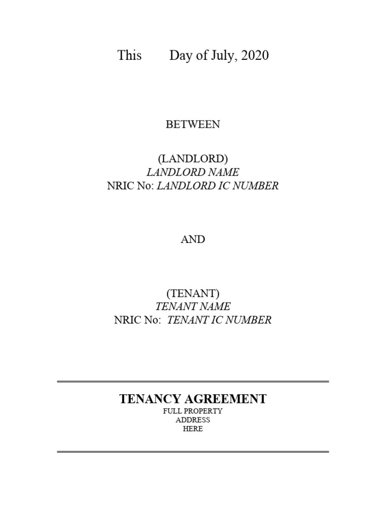 Draft-Tenancy-Agreement | PDF | Leasehold Estate | Landlord