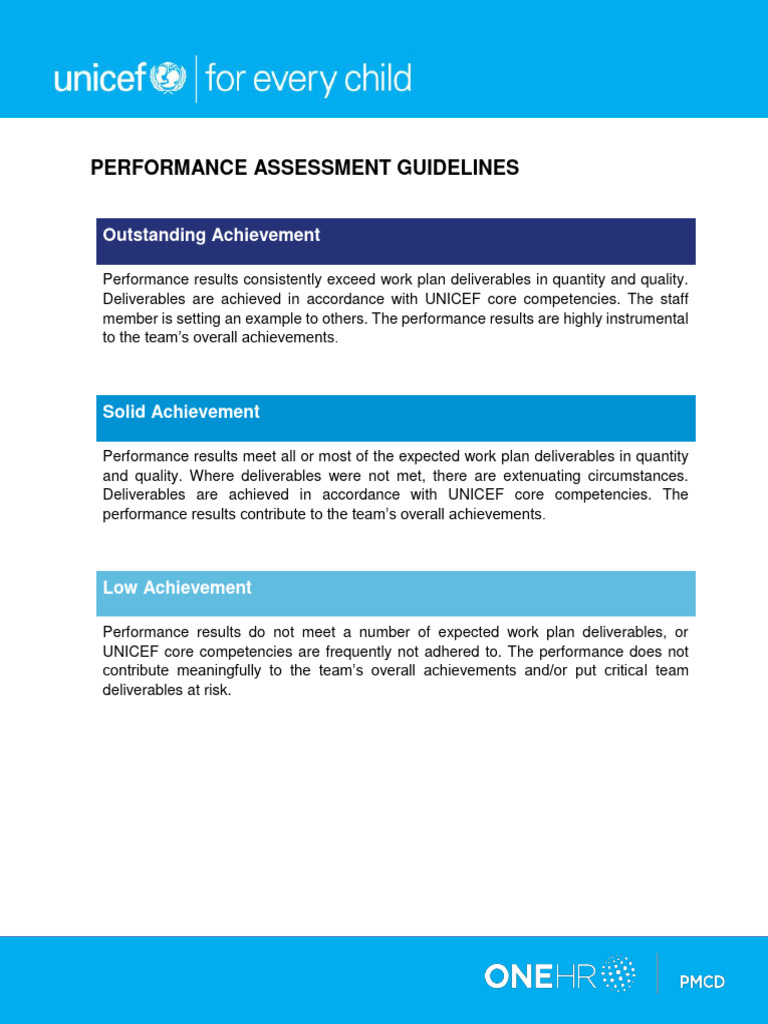UNICEF Performance Assessment Criteria | PDF