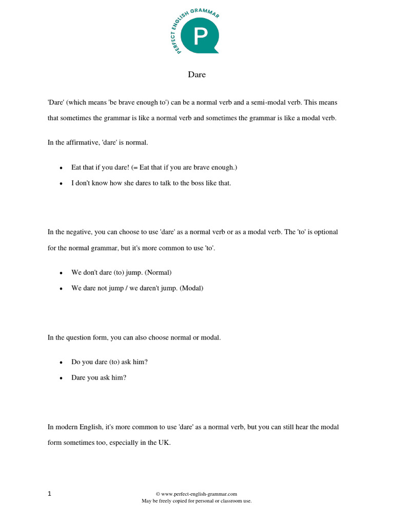 Perfect English Grammar - Dare | PDF | Linguistic Morphology | Human ...