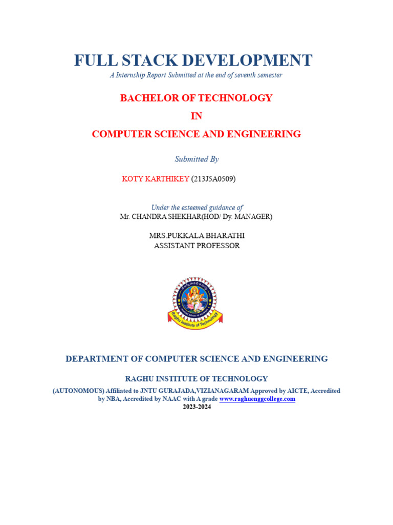 Full Stack Web Development Internship Report | PDF