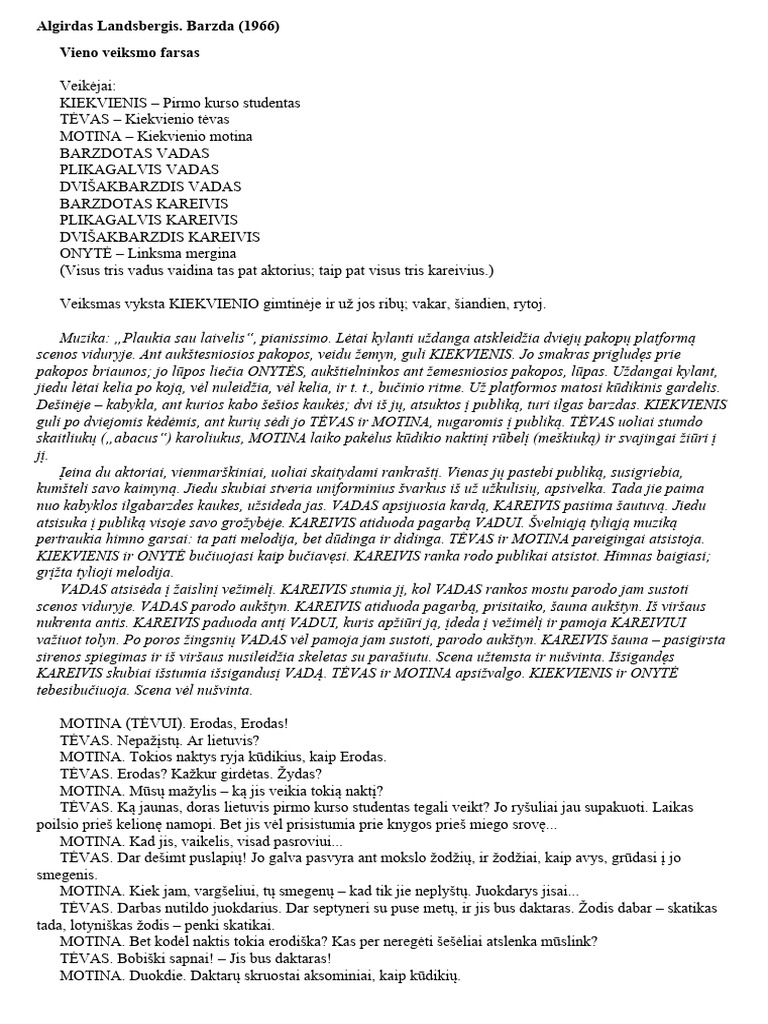 Landsbergis Barzda Tekstas | PDF