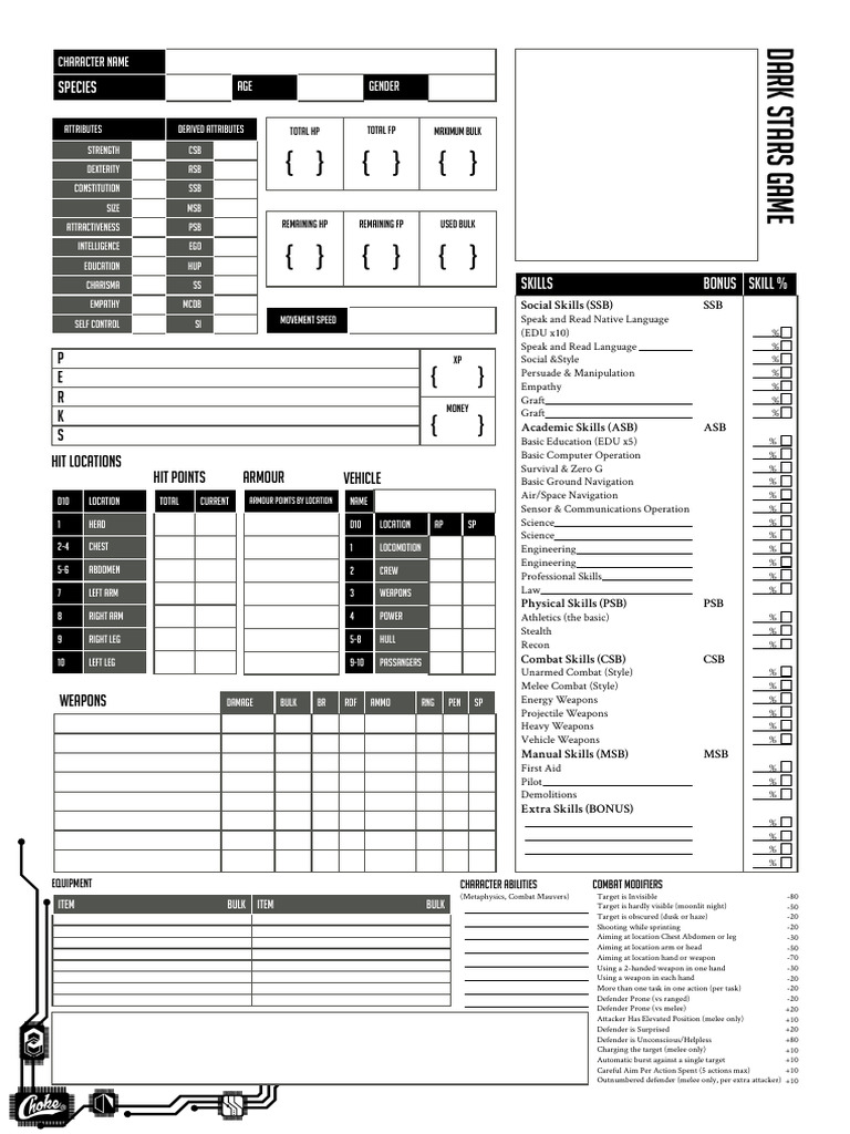 Dark Stars - Character Sheet (v2) (2020-07-02) | PDF