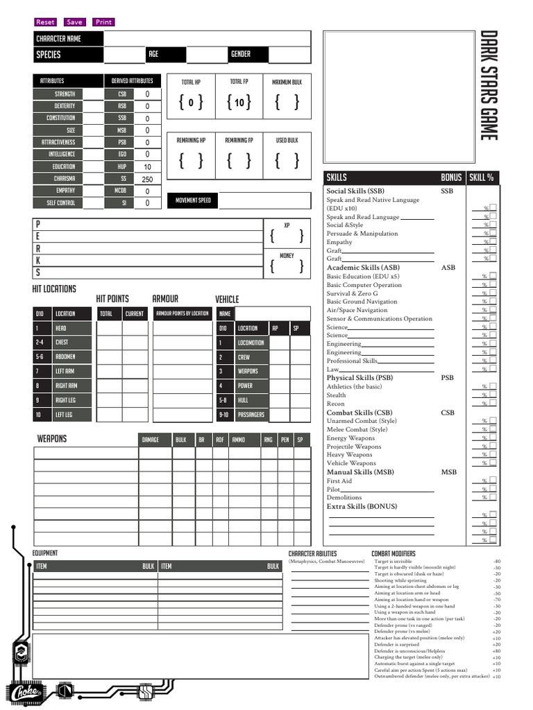 Dark Stars - Character Sheet (Editable) (2020-07-02) | PDF | Military ...