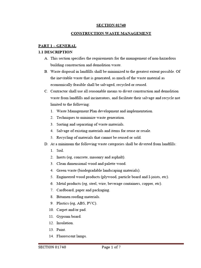 Construction Waste Management Guidelines | PDF | Home & Garden ...