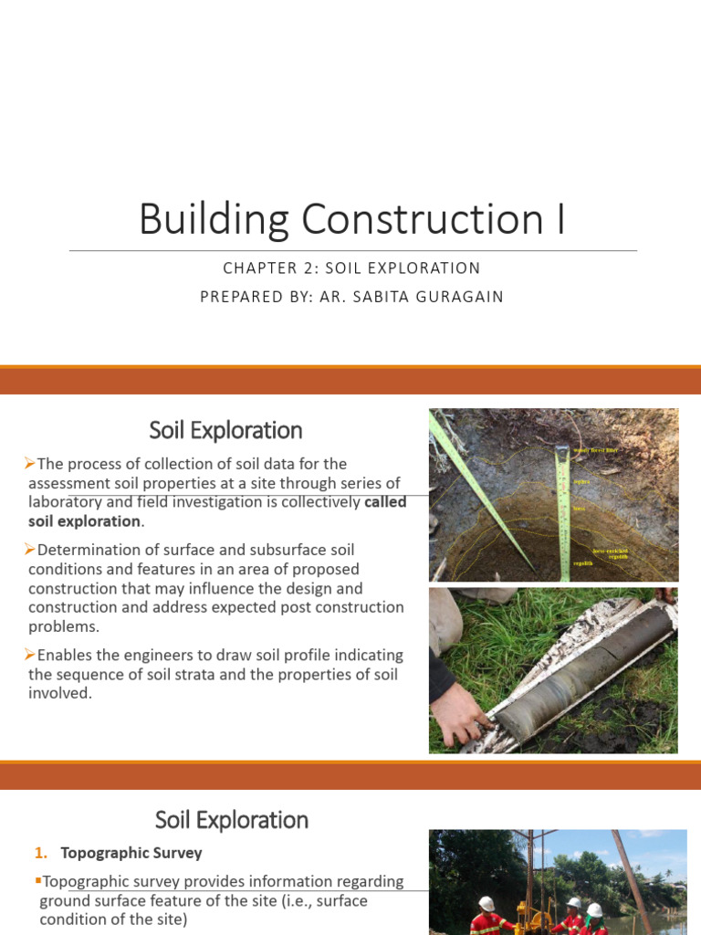 Building Construction I Lecture 3 Chapter 2 | PDF | Soil | Drilling