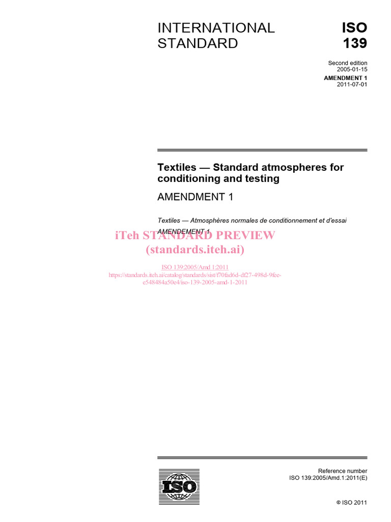 ISO 139 2005 Amd 1 2011 | PDF | International Organization For Standardization | Regulation