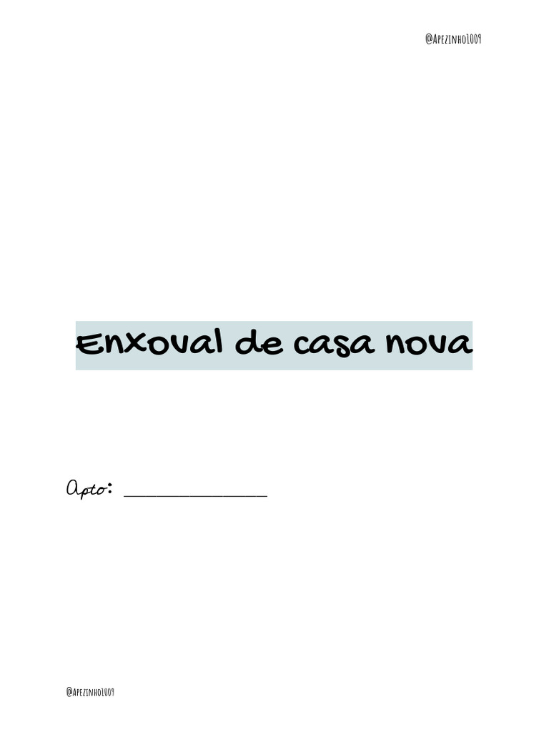 Checklist de Casa Nova - @apezinho1614 | PDF | Cama | Casa