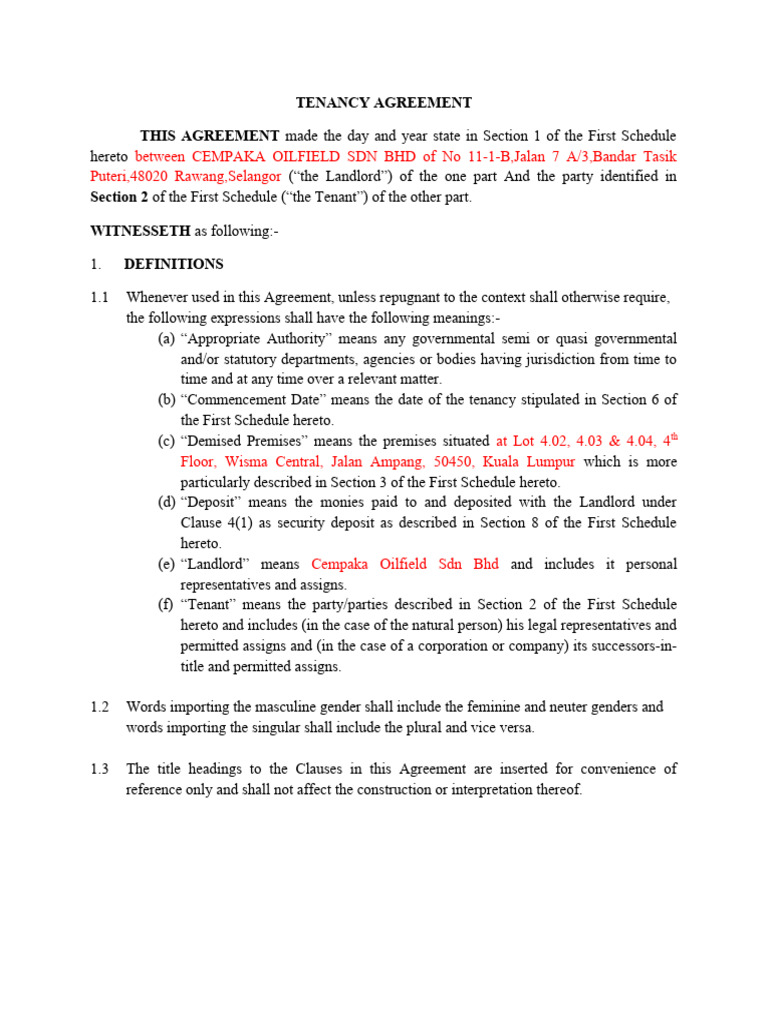 Tenancy Agreement | PDF | Leasehold Estate | Landlord