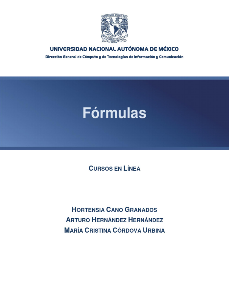 t4 - Formulas EXCEL UNAM | PDF | Hoja de cálculo | Informática