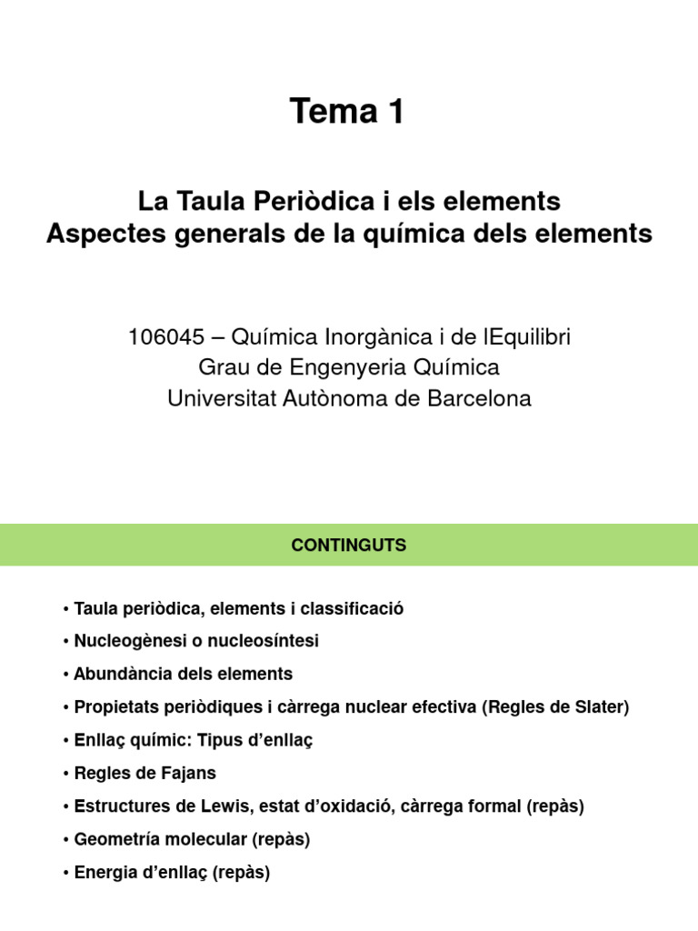 Tema 1 - QIE - 2022 - 23 | PDF