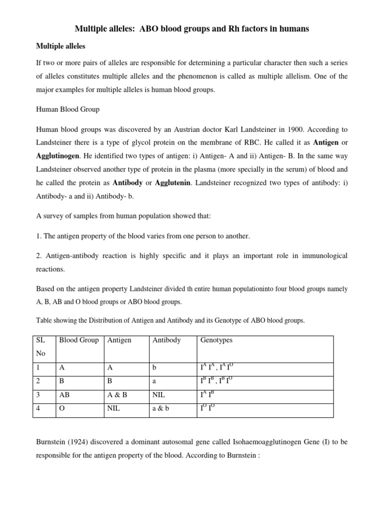 Classical Genetics - ABO Blood Group | PDF | Blood Type | Genotype