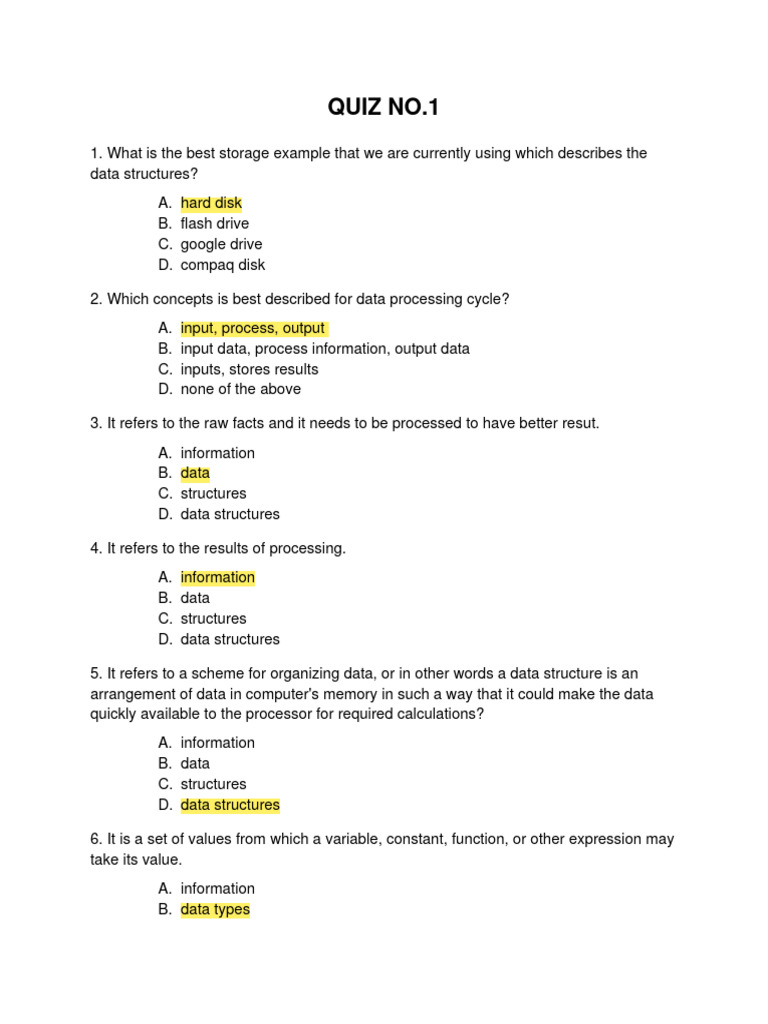 Comp 006 Compiled Quizzes | PDF | Data Type | Algorithms