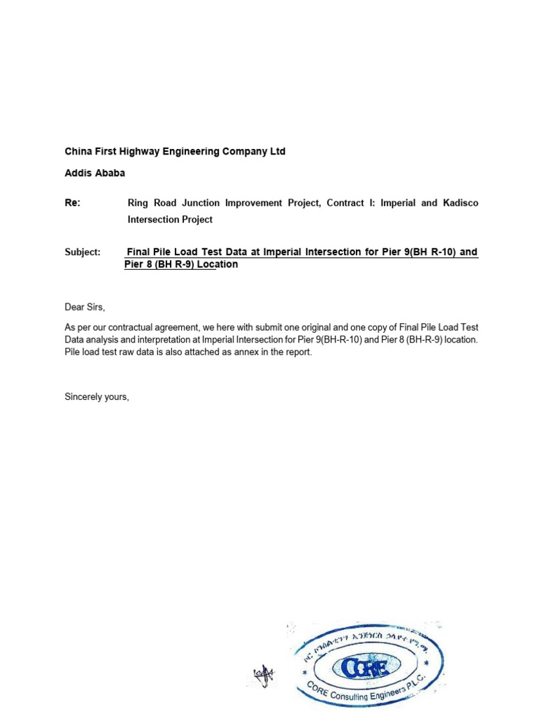 Final Imperial Pile Load Test Report for R-9 and R-10 | PDF