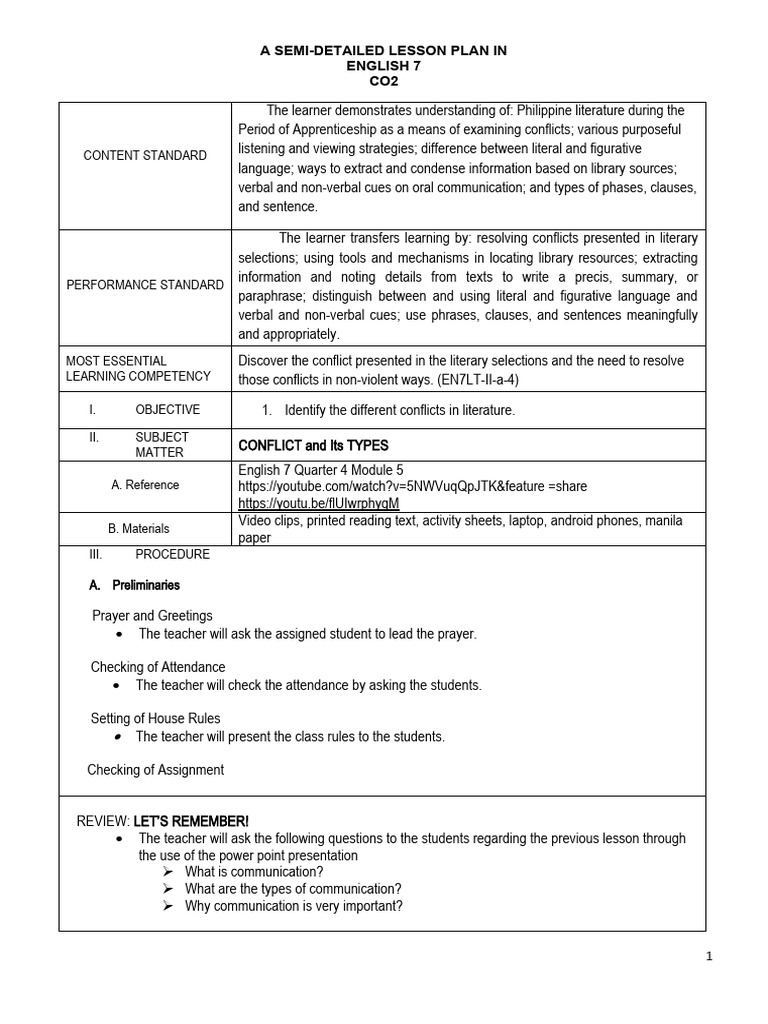Lesson Plan | PDF | Communication | Learning