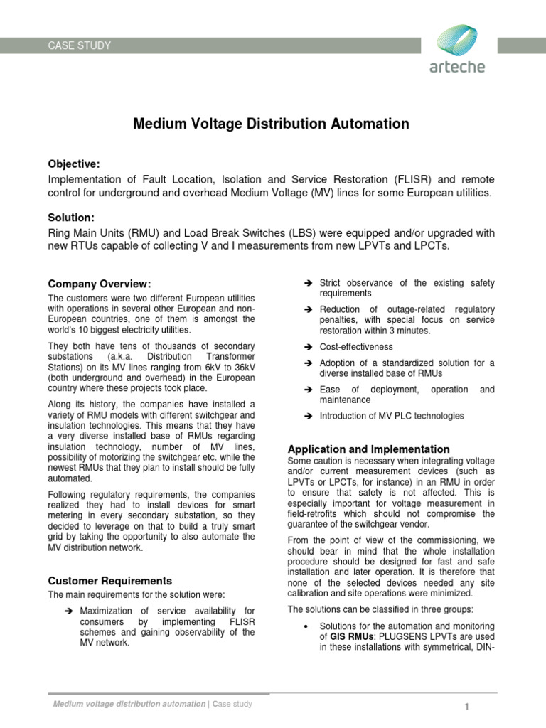 ARTECHE CS Medium Voltage Distribution Automation EN | PDF